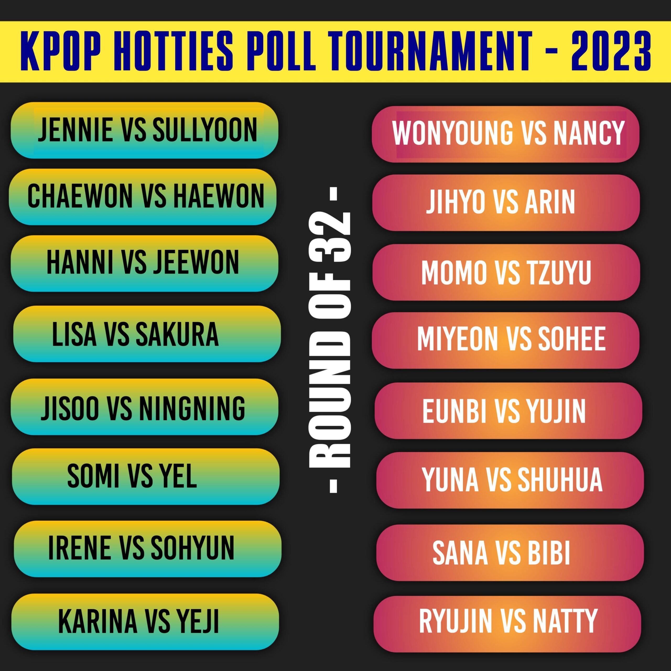 KPOP HOTTIES TOURNAMENT 2023 – Round Of 32 will start from Tomorrow! – KPOP NSFW